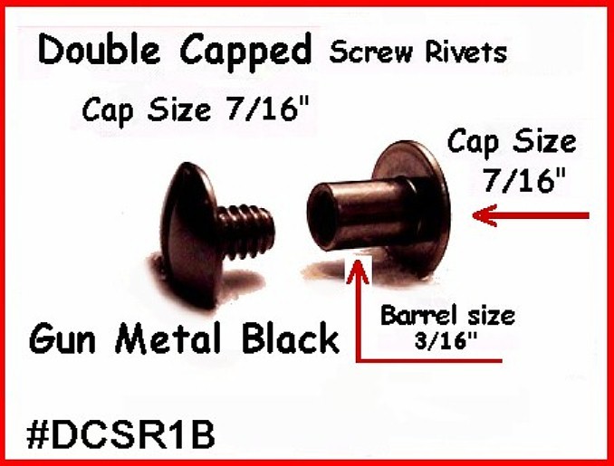 (6) 1/2" ~ BLACK Screw TOGETHER ~ Double Capped Rivet ~ Leather Sling ...
