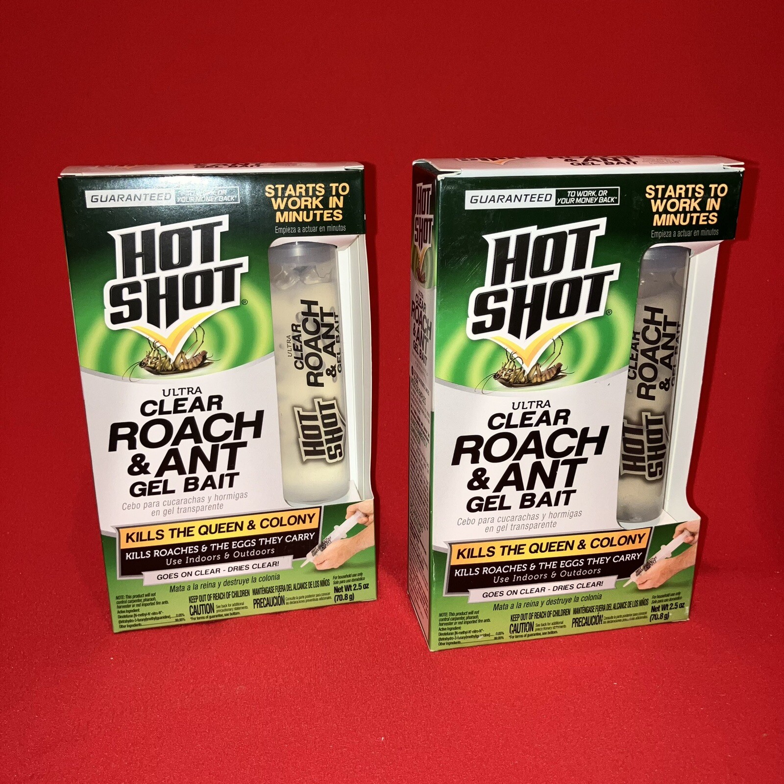 Lot Of 2 Hot Shot Ultra Clear Roach & Ant Gel Bait 2.5 OZ GEL BAIT ...