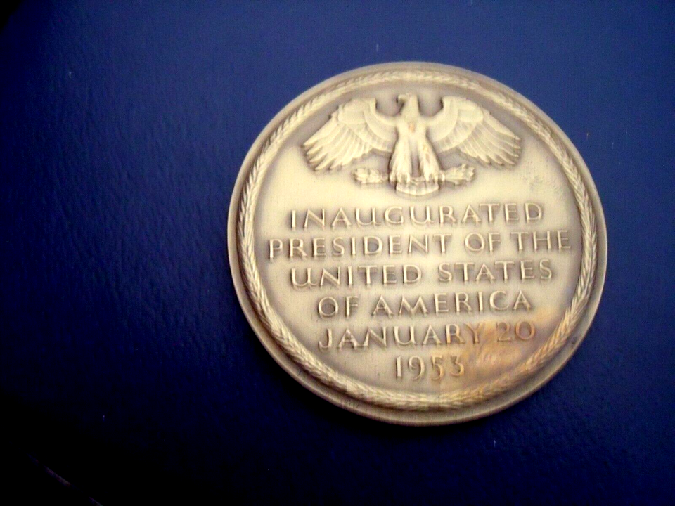 1953 DWIGHT DAVID EISENHOWER INAUGURATION BRONZE 3 1/2" MEDAL BY W ...