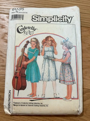 Simplicity 8036 Cinderella Girls Lined Dress Size N 10 12 14 Sewing Pattern | eBay