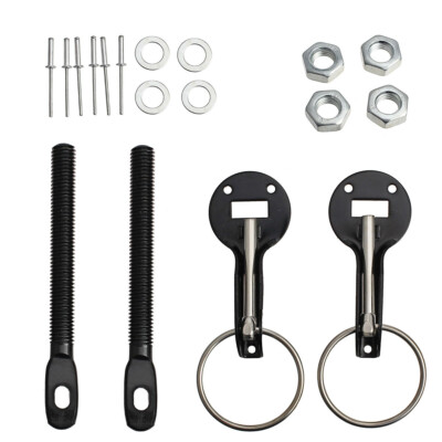 Universal Black Car Flush Hood Mount Bonnet Latch Catch Pin Key Locking ...