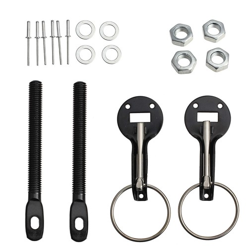 Universal Black Car Flush Hood Mount Bonnet Latch Catch Pin Key Locking ...
