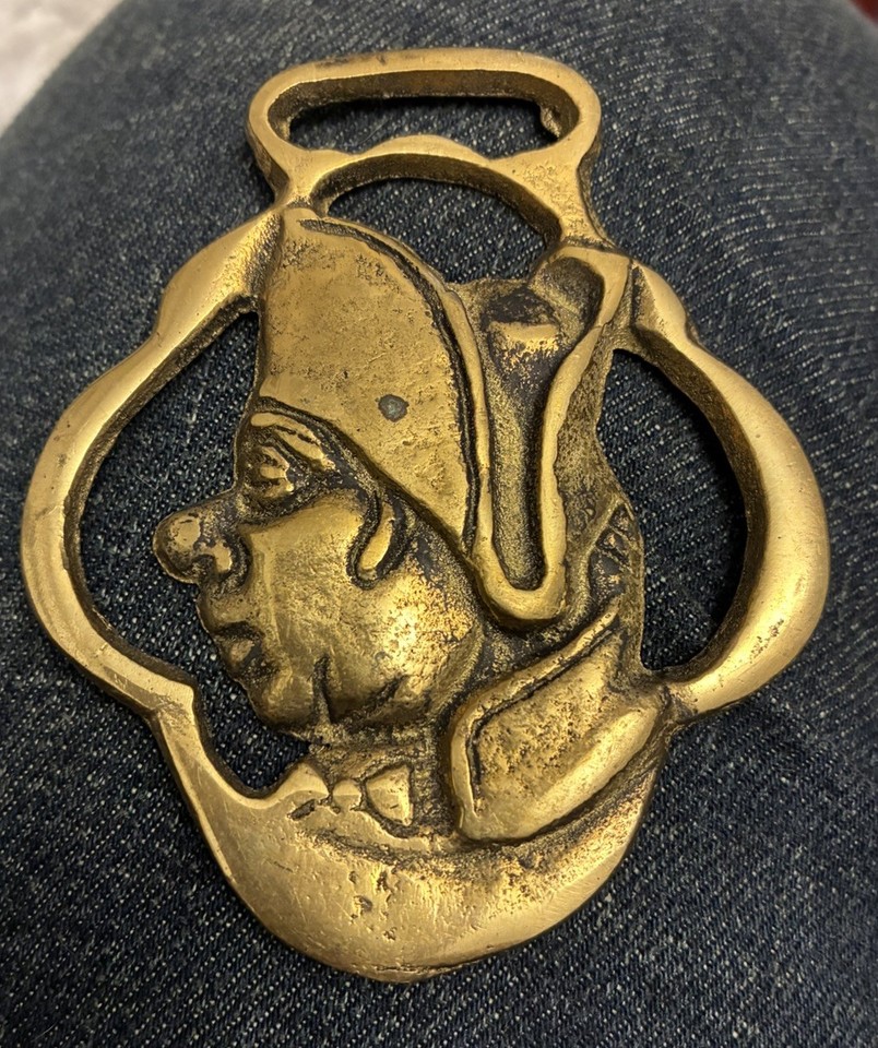 2 x Horse brasses Anchor & Rope and Mr Bumble Dickens Character ...