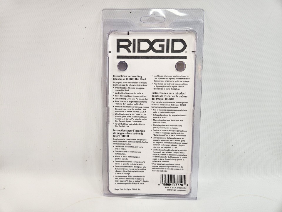 Ridgid 47770 Threading Machine Dies NTP Right handed New - High Speed ...