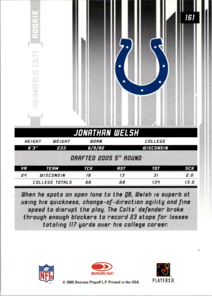 2005 Leaf Rookies and Stars Longevity Emerald #161 Jonathan Welsh /99 ...