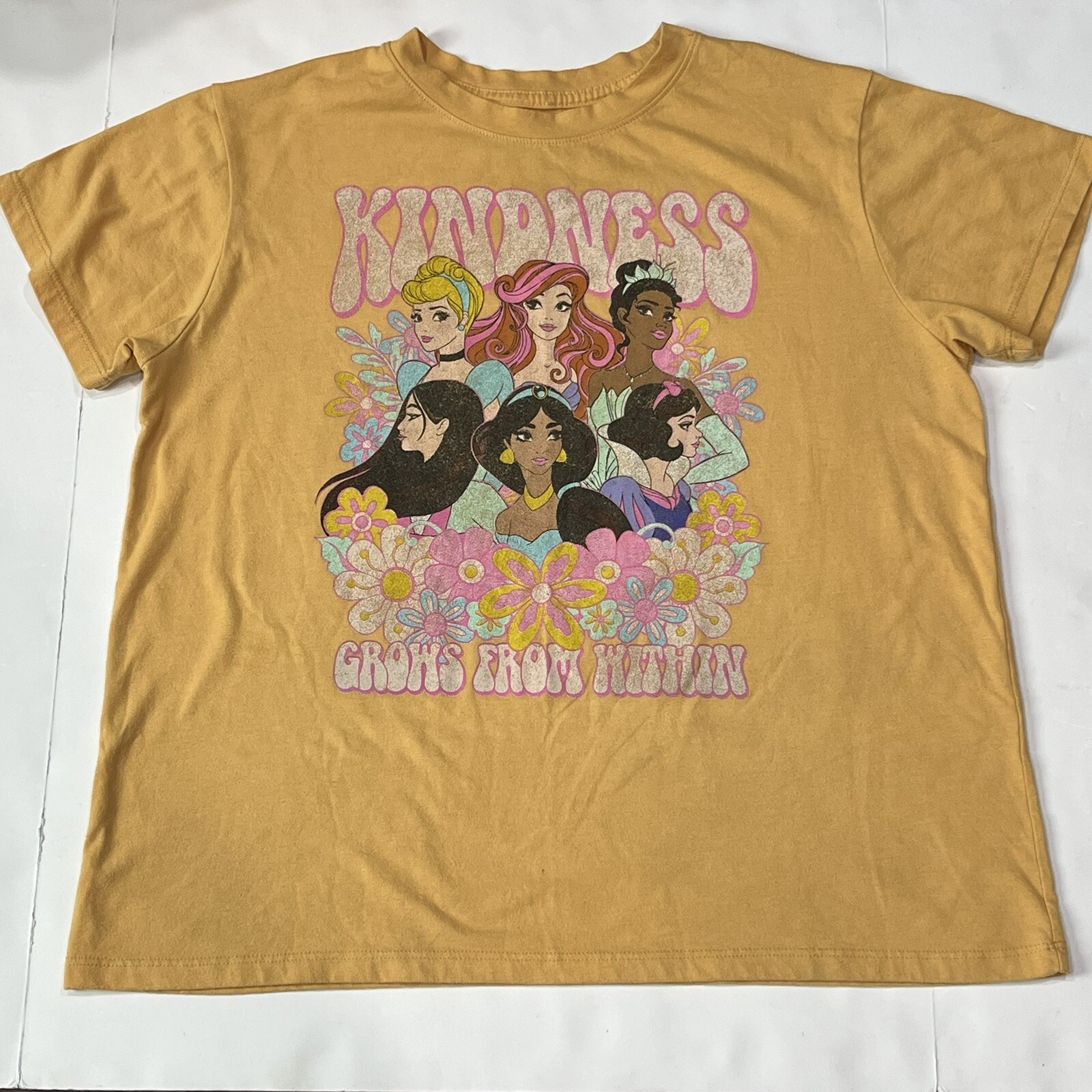 Disney Princess Kindness Grown From Within Mustard Yellow Shirt Women ...