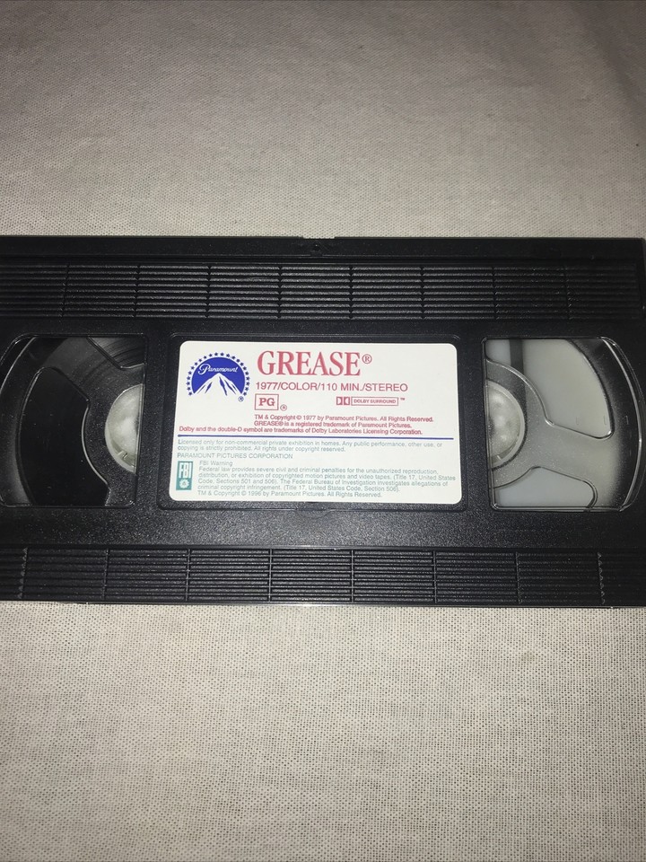 Grease VHS 1977 Film John Travolta Olivia Newton-John 97360110838| eBay