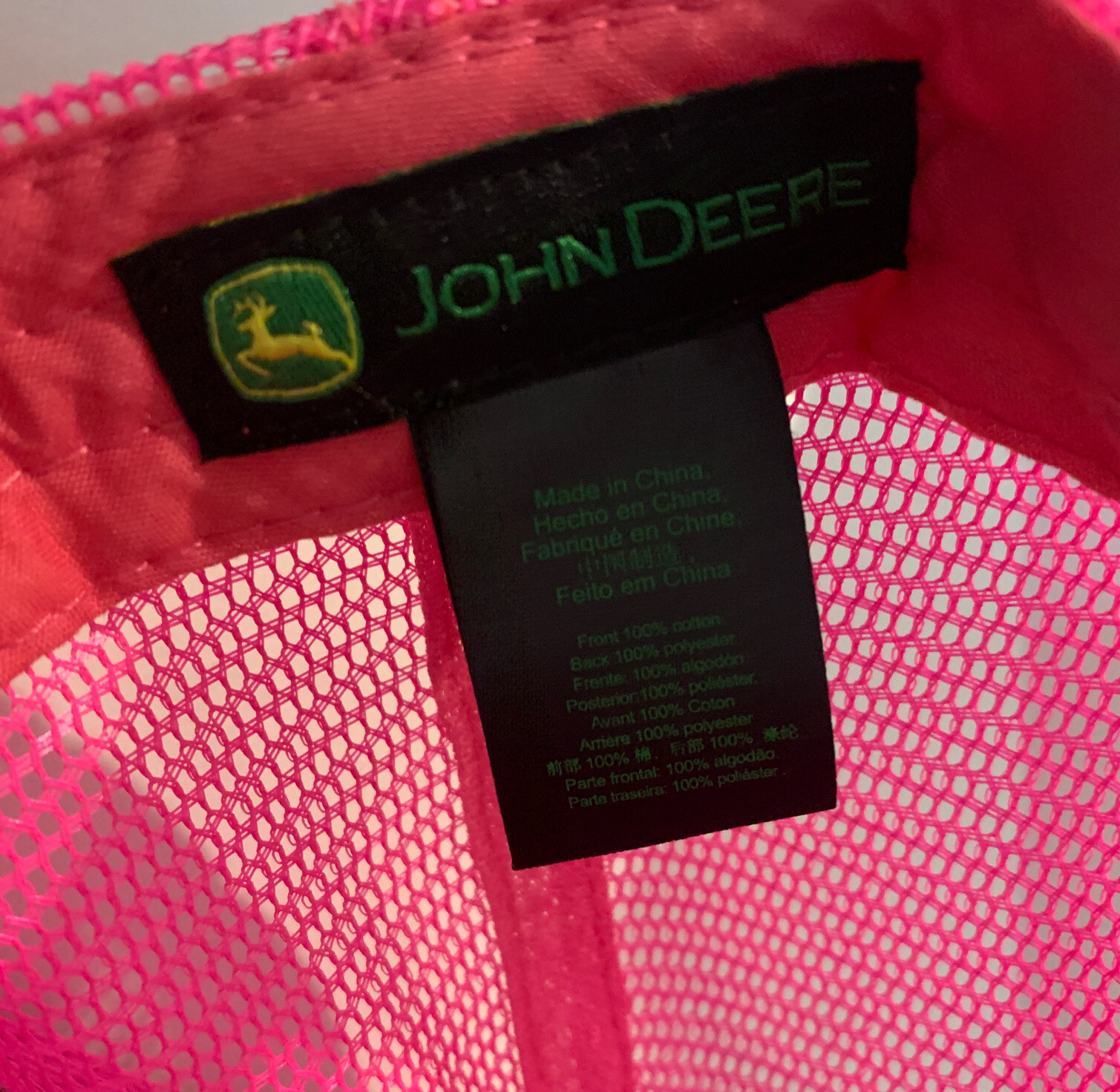 John Deere(Gray Neon Hot Pink) Mesh Adjustable Baseb… - Gem