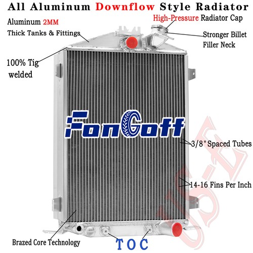3-Row Aluminum Radiator For 1932 Ford Street Rod Hi-High Boy Chevy-V8 ...