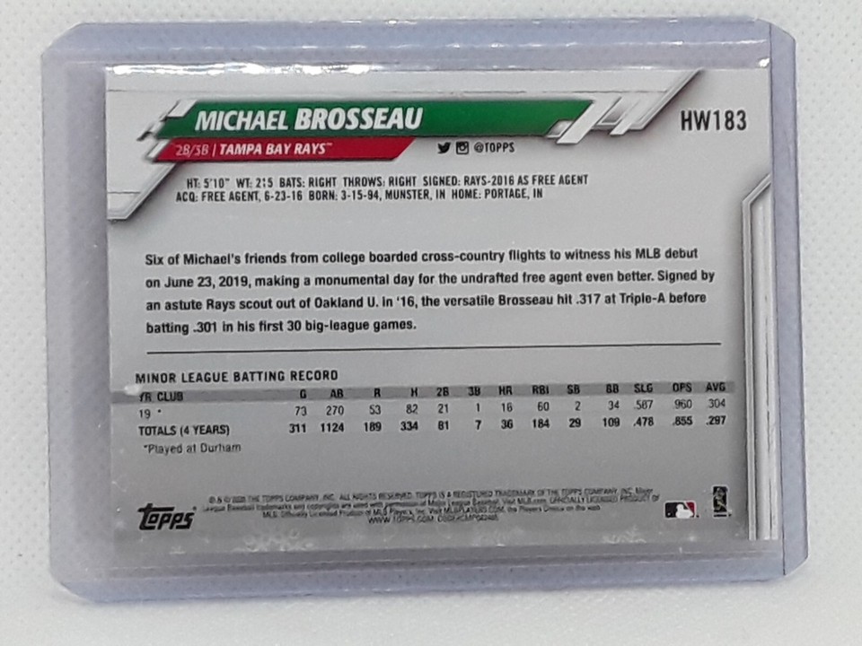 Michael Brosseau 2020 Topps Holiday Baseball - #HW183 RC - Tampa Bay ...