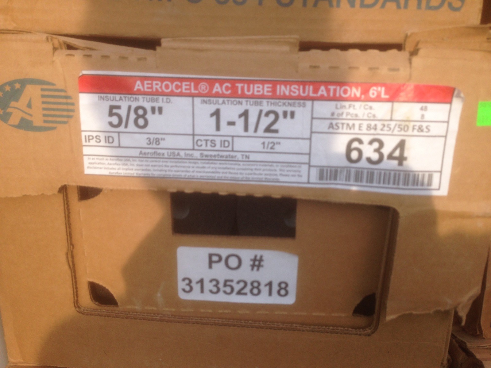 Aeroflex Aerocel pipe and AC tube closed cell insulation 7/8 inch id | eBay