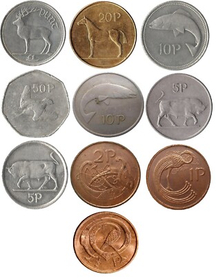IRELAND IRISH DECIMAL COIN COLLECTION ONE PUNT TO HALF PUNT ( £1 TO 1 ...