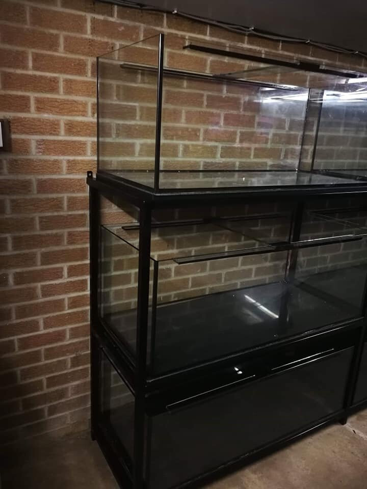 Large customer order aquarium with a metal frame, fish tank and stand ...