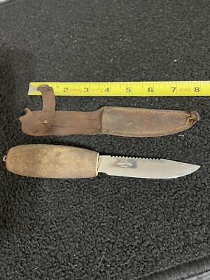 Vintage Japan Fixed Blade Floating Fishing Knife Cork Handle And Sheath ...