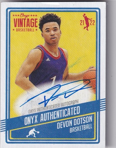 2021 Onyx Authenticated Basketball On Card Auto Devon Dotson Rookie ...