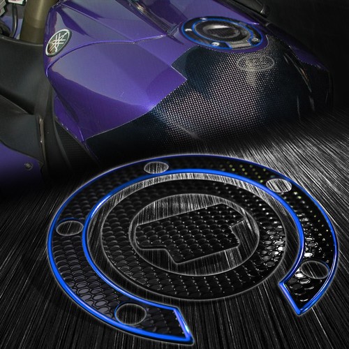 4PCs Perforated Black Tank Pad+Fuel Cap Cover R1/R6 YZF/FZ/FJ Chrome ...
