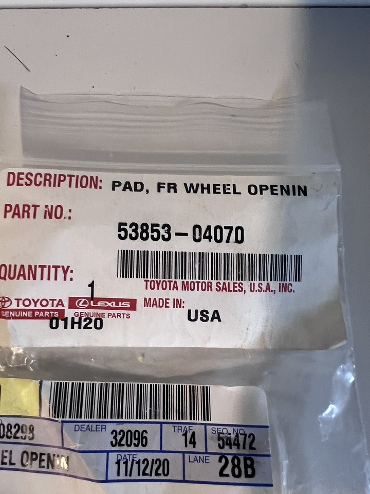 Wheel Arch Flare Gasket (Front) - Toyota (53853-04070) | eBay