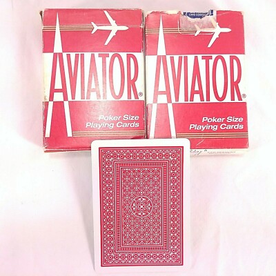Aviator Playing Cards Red Box Poker Size #914 Deck USA Lot Of 2 Vintage ...