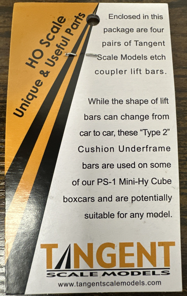 Tangent HO Part #TSM-221 Cushion Underframe Coupler Lift Bars (Type 2 ...