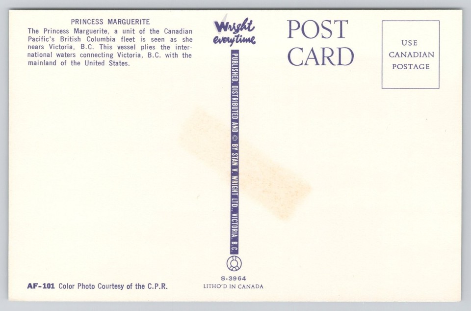 Princess Marguerite Canadian Pacific Ferry Victoria BC Photochrome ...