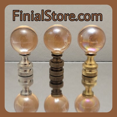 Rose' Colored Glass 1" Ball Lamp Finials Nickel/Polished/Antique Brass ...