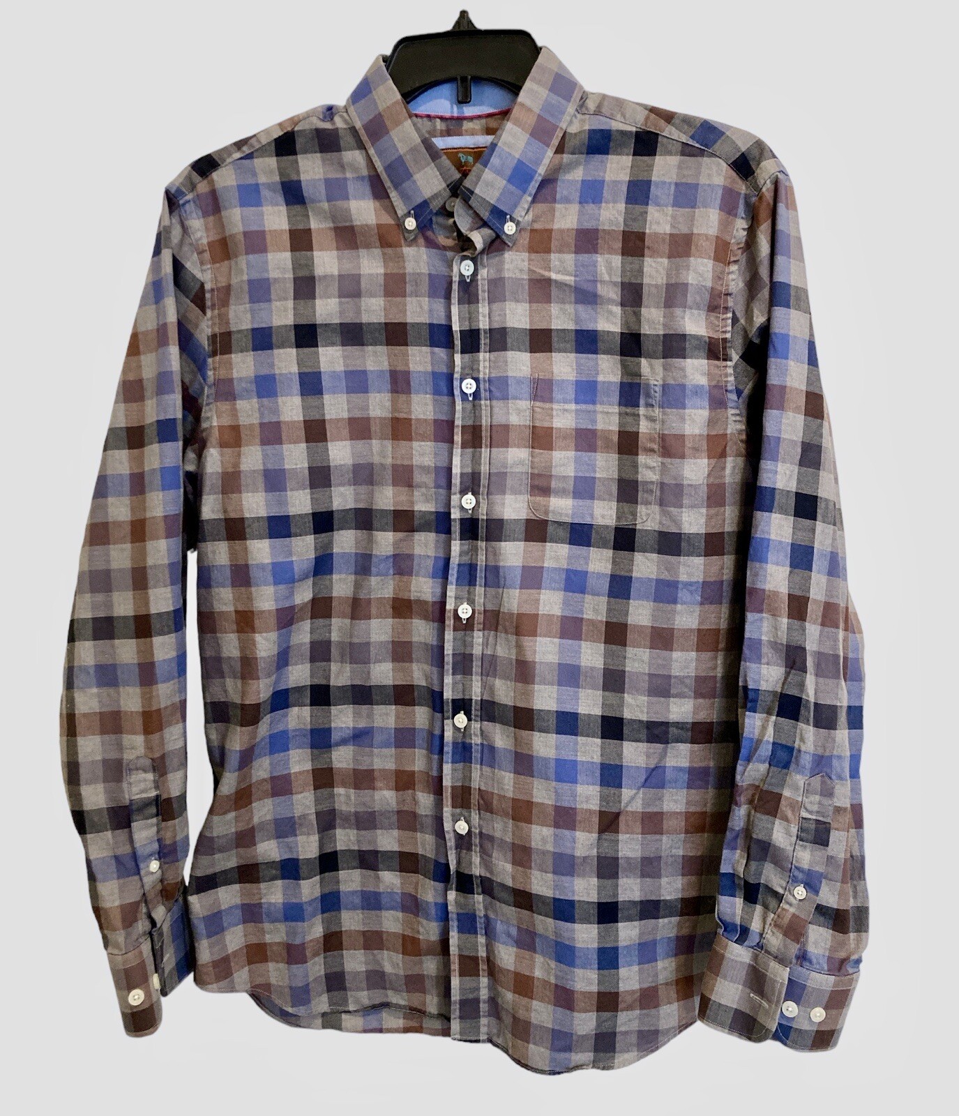 James Tattersall Men's XL Long Sleeve Shirt Button Front Gray Blue ...
