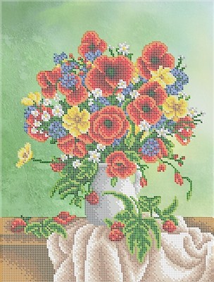 DIY Bead embroidery kit Poppies Bead needlepoint Bead cross stitch | eBay