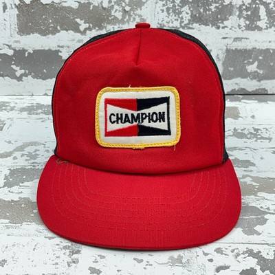 Vintage Champion Spark Plugs Hat Cap Snap Back Trucker Patch Mesh 80s ...