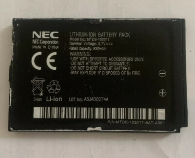 Genuine NEC Lithium-ion Battery 3.7V 830 mAh Model 103017 | eBay UK