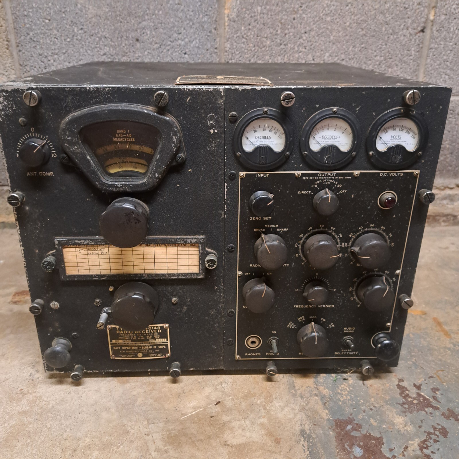 WWII Navy Radio Receiver CRV 46148 Navy Department Bureau Of Ships ...
