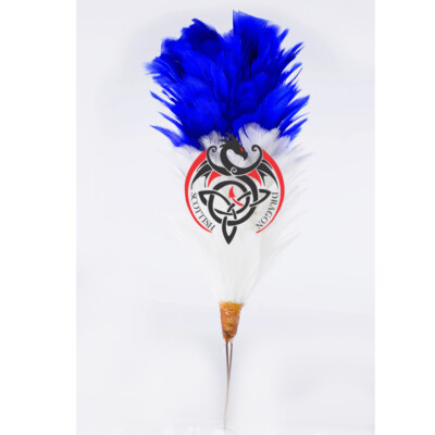SD Glengarry Cap Plume Feather Hackle White,Blue 6" Balmoral Hats ...
