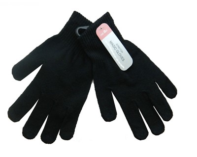 2x PAIR MAGIC STRETCH BLACK GLOVES WINTER WARM THERMAL FOR MENS WOMENS ...