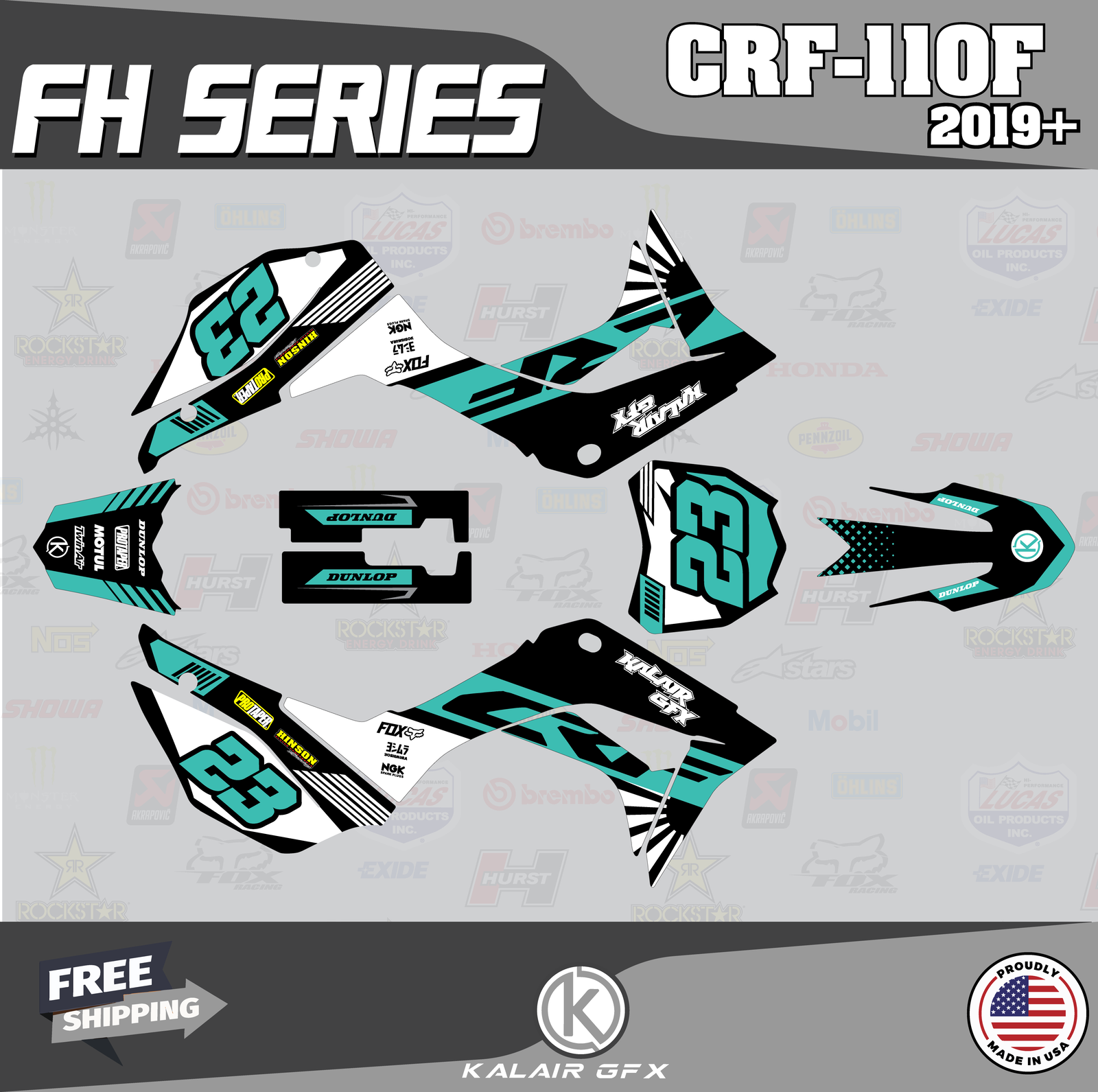 Graphics Kit for HONDA CRF110F CRF110 (2019-2024) FH-Teal | eBay