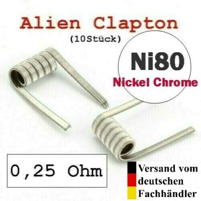 10 x ALIEN CLAPTON Coils Wire ⭐⭐⭐⭐Prebuilt Fertigwicklung RDA/RBA/RTA ...