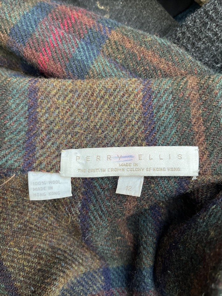 Vintage Perry Ellis Women’s Suit, Sz 10/12, Tartan Plaid Wool Twill, 80 ...