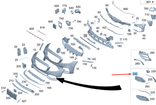NEW MB E W213 AMG FRONT RIGHT BUMPER GRILLE COVER A2138858201 ORIGINAL ...