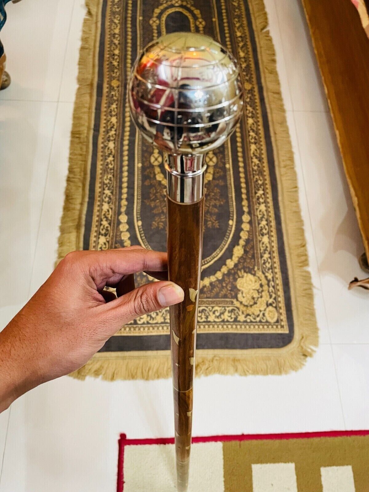 Globe walking stick three fold Wood For Walking Cane - Gem