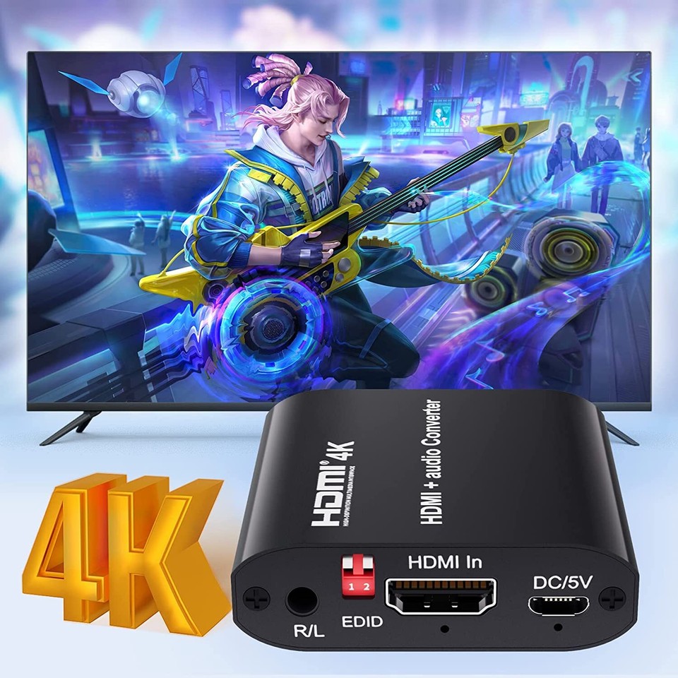 4K HDMI Audio Extractor Splitter HDMI to Toslink SPDIF Coaxial Digital ...