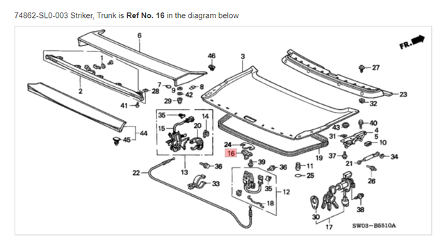 HONDA ACURA GENUINE OEM NSX Striker Trunk Trunk Lid ☆ 74862-SL0-003 ...