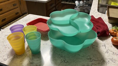 Vtg. Tupperware Chip And Dip Bowl Lot With Cups And Container | eBay