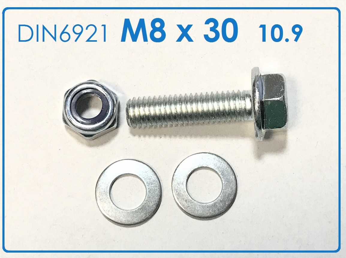 5 St. Schraube DIN EN 1665 M8x30 10.9 verzinkt + Mutter M8 + 2x U ...