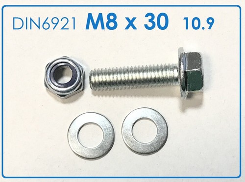5 St. Schraube DIN EN 1665 M8x30 10.9 verzinkt + Mutter M8 + 2x U ...