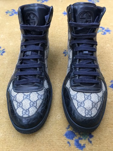 Gucci Trainers Sneaker Shoes High Top Croc Canvas Monogram Mens UK 10 ...