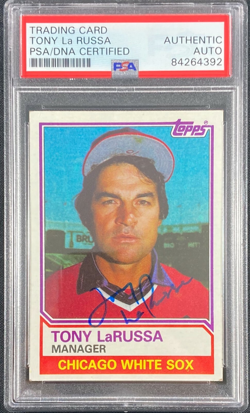 Tony LaRussa auto card 1983 Topps #216 Chicago White Sox PSA ...
