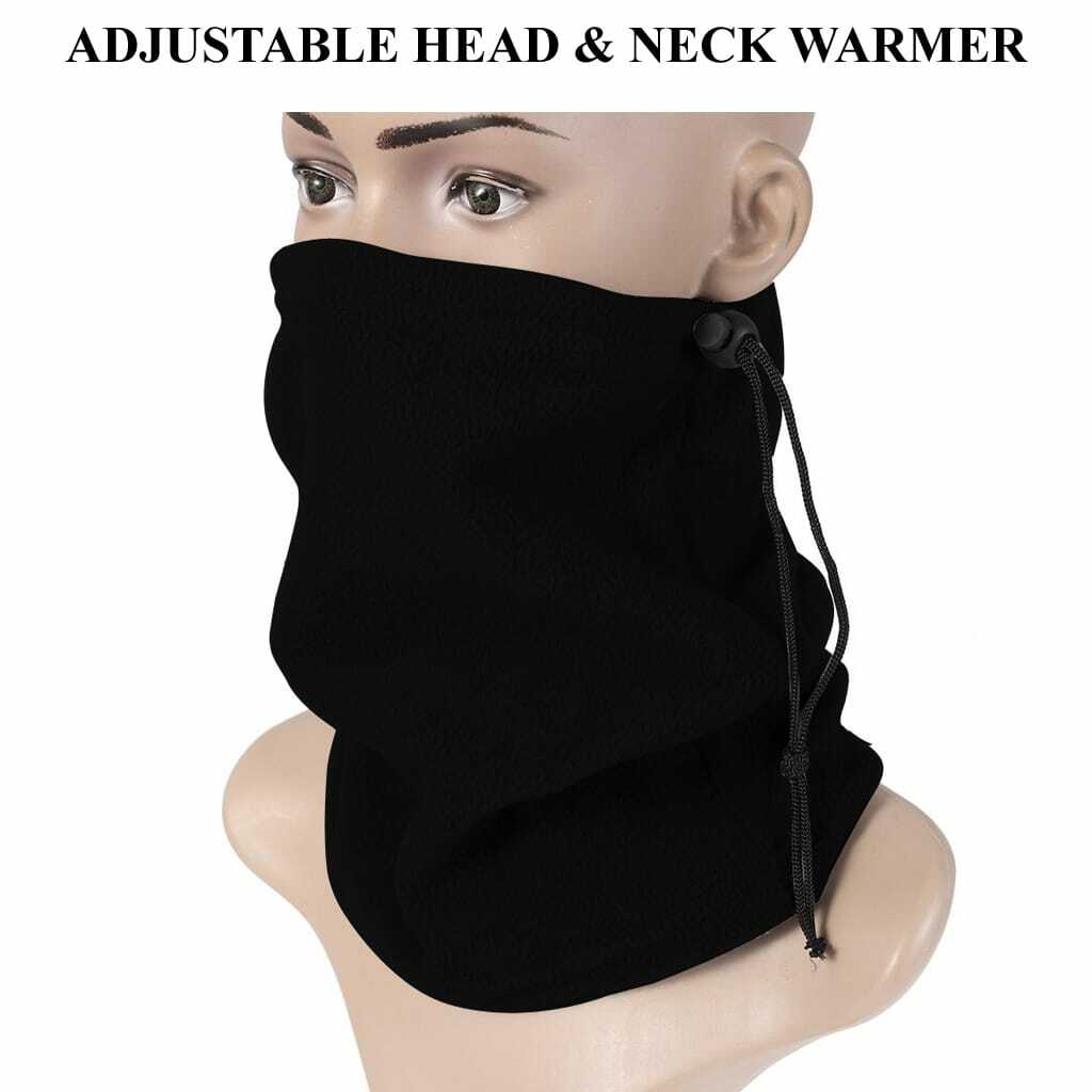 Neck Warmer Fleece Black Cycling Winter Adults Snood Mask Scarf Tube ...