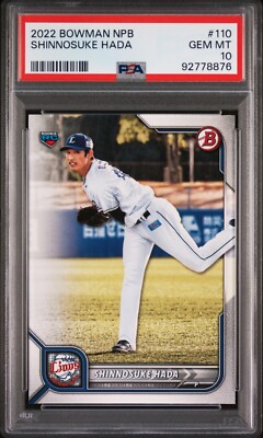 2022 Bowman NPB Shinnosuke Hada PSA 10 GEM MINT LOW POP #110 RC Japan ...