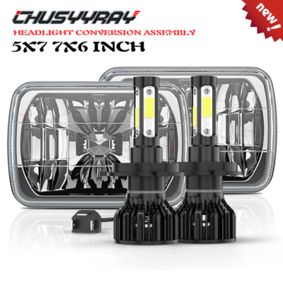 1997-2010 Fit Kenworth T300 Pair DOT 7x6" 5x7inch Halo LED Headlights ...