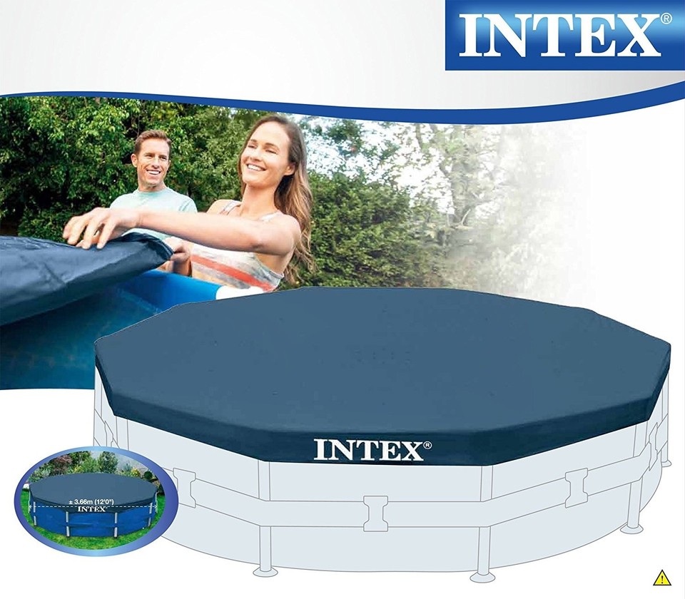 INTEX Steel Framed Pool COVER 10ft 12ft ROUND SWIMMING POOL PADDLING ...
