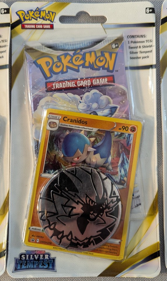 Pokemon TCG Silver Tempest Checklane Blister 1 Cranidos 2 Basculin Set ...