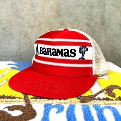 Vintage Bahamas Trucker Hat 80s Snapback Mesh Back Striped Souvenir ...
